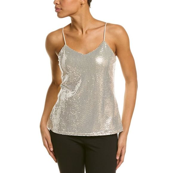 Anne Klein | Tops | Anne Klein Womens Sequin Cami Silver | Poshmark